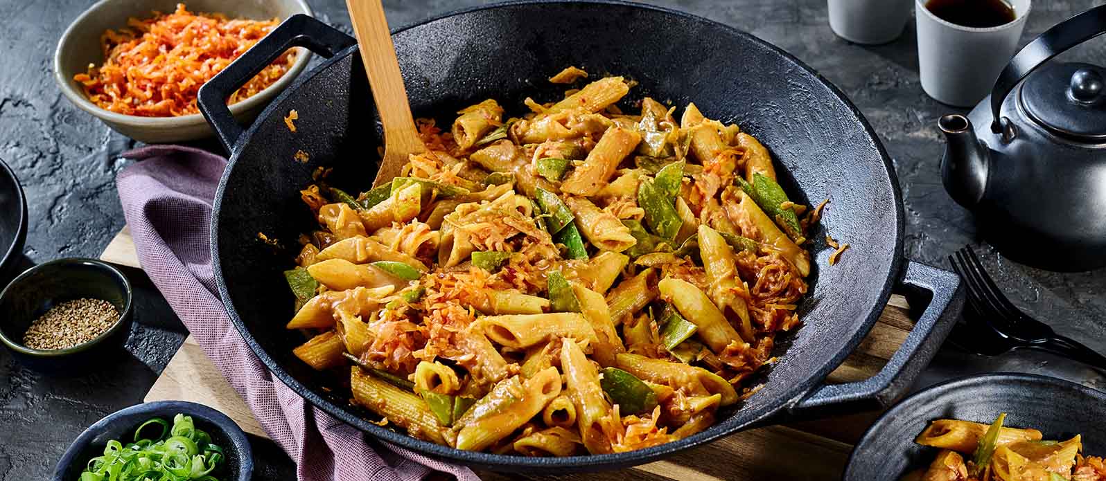 Cremige Gochujang-Kimchi-Pasta | Rezept | Kikkoman